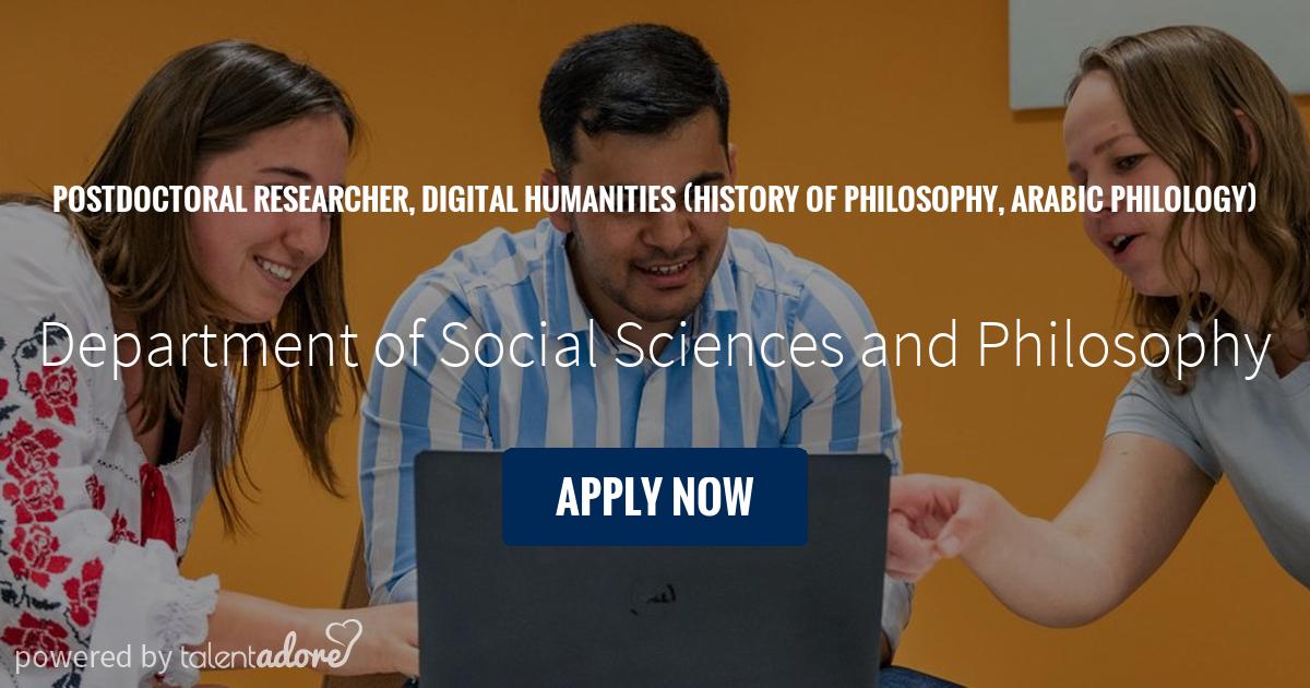 Postdoctoral Researcher, Digital Humanities (History of Philosophy ...